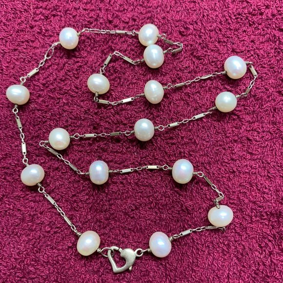 Jewelry | 925 Sterling 18 Link Chain With Fun Button Pearl Accents ...